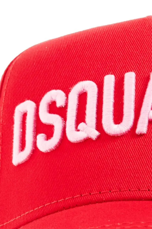 Dsquared2 Logo-embroidered Curved Peak Distressed Baseball Cap - Red