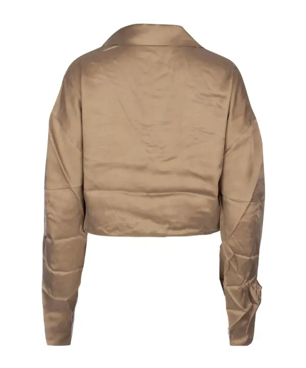 Yuzefi Long Sleeve V-neck Drawstring Top