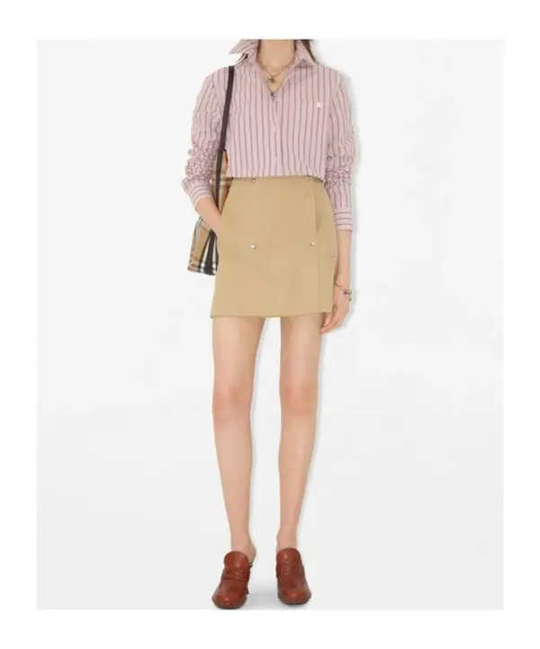 Burberry A-line Technical Trench Mini Skirt - Flax