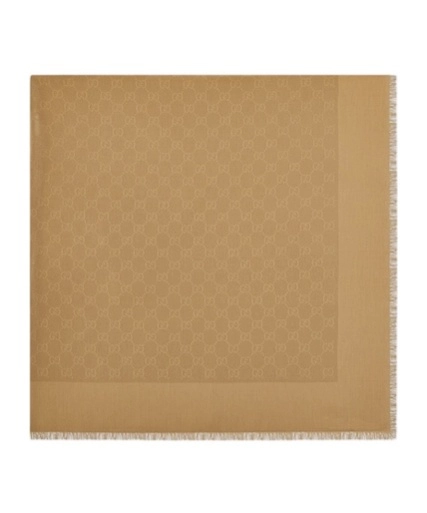 Gucci Logo Jacquard Square Scarf - Beige