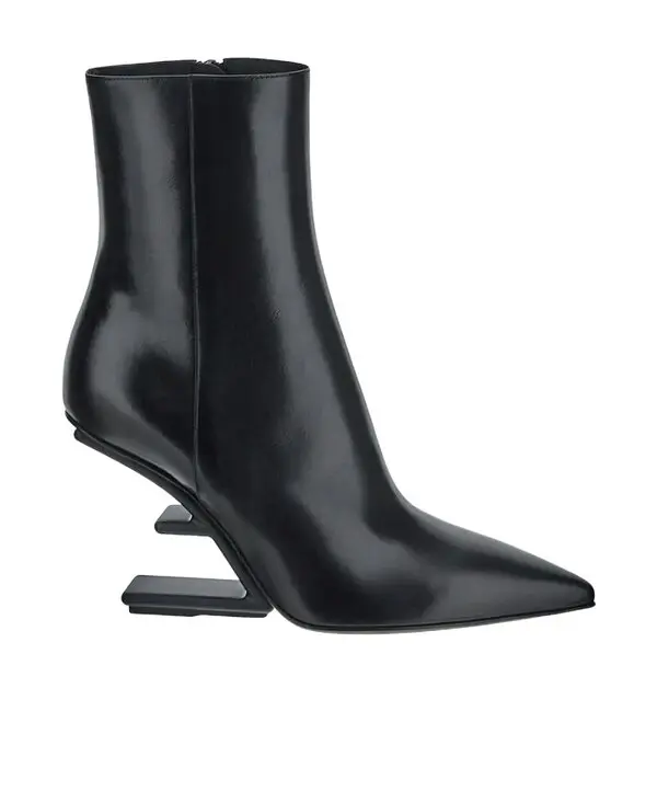 Fendi Ankle Boots With Sculptural F-shaped Heel - Black