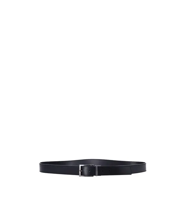 Emporio Armani Logo Engraved Buckle Belt - Black