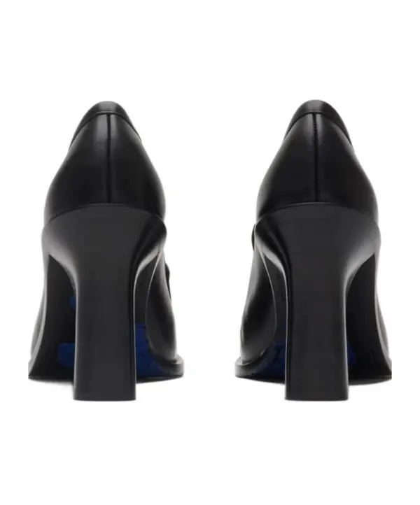 Burberry Calf Leather Heeled Loafers With Enamelled Knight Stamp