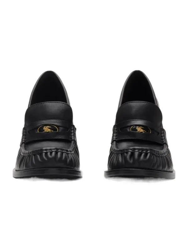 Burberry Calf Leather Heeled Loafers With Enamelled Knight Stamp