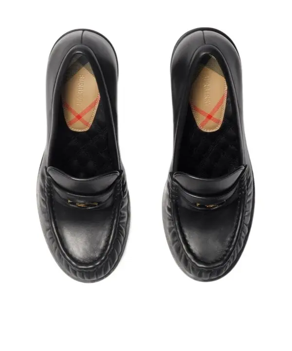 Burberry Calf Leather Heeled Loafers With Enamelled Knight Stamp