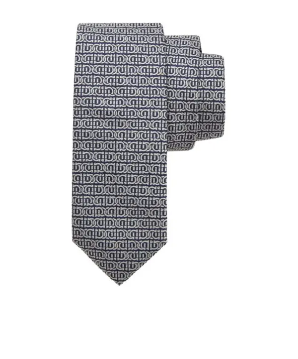 FERRAGAMO Gancini Silk Jacquard Neck Tie - Black
