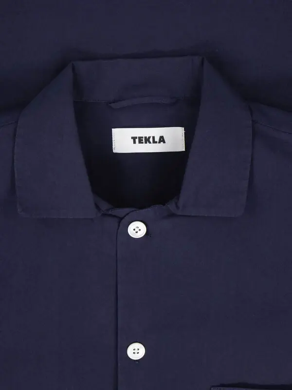 TEKLA Long Sleeved Pyjama Shirt - Navy