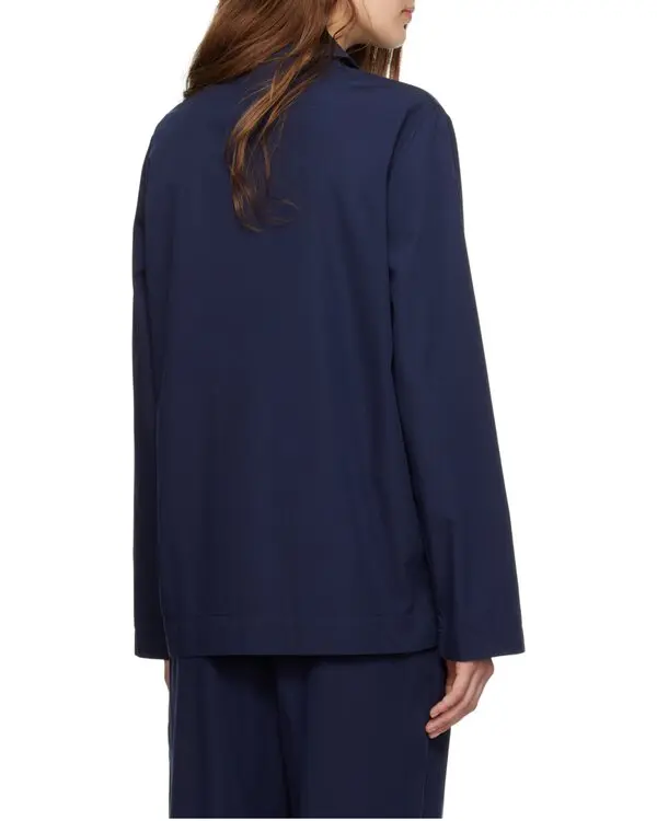 TEKLA Long Sleeved Pyjama Shirt - Navy