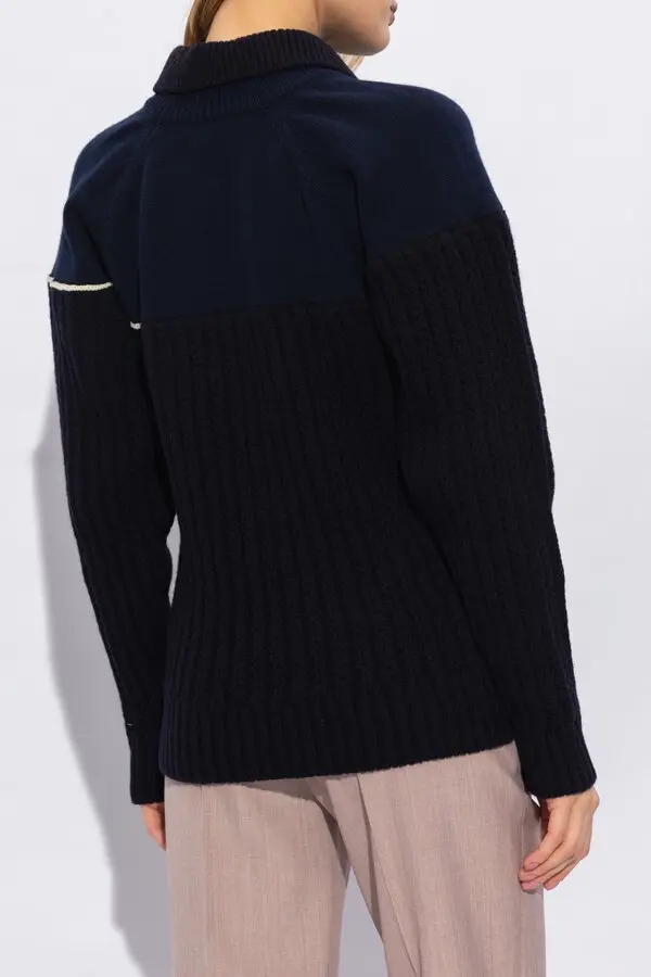Victoria Beckham Chain Stitch Detail Wool Jumper