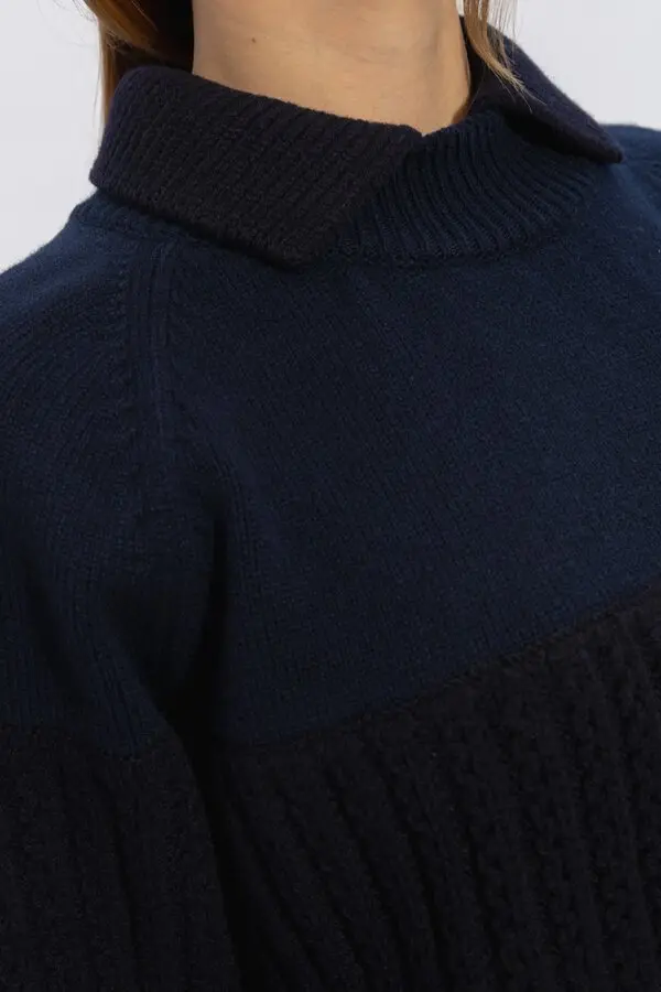 Victoria Beckham Chain Stitch Detail Wool Jumper