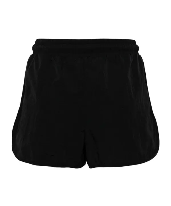 Off-White Drawstring Elastic Waist Shorts With Logo Embroidery
