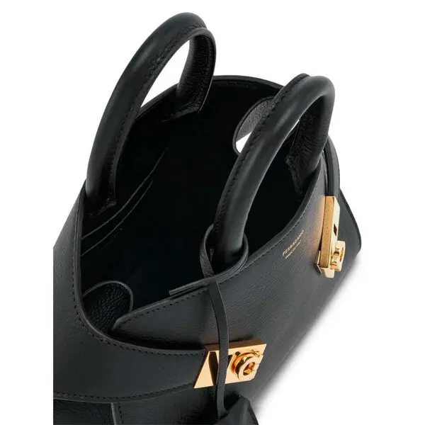 FERRAGAMO Gancio Buckle Mini Tote Bag - Black