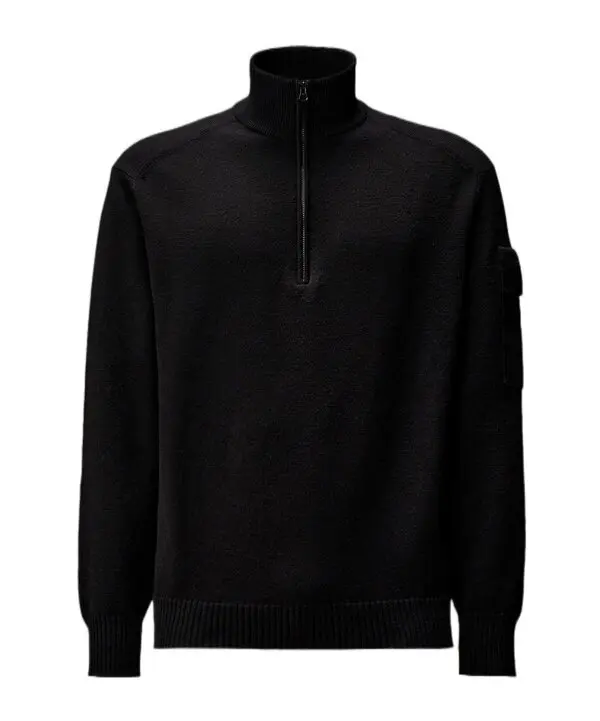C.P. COMPANY Half-zip Merino Wool Pullover With Pocket Detail - Black