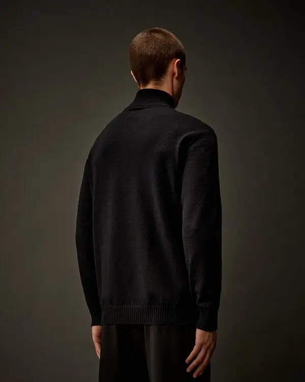 C.P. COMPANY Half-zip Merino Wool Pullover With Pocket Detail - Black