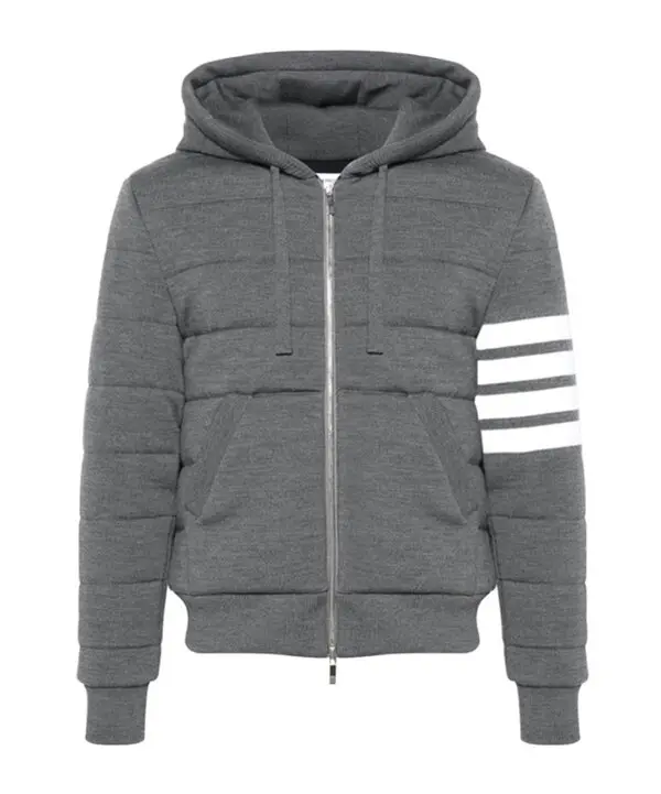 Thom Browne Striped Hooded Jacket - Medium Gray