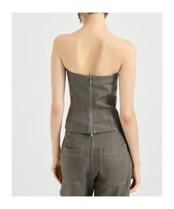 Brunello Cucinelli Denim-effect Bandeau Top