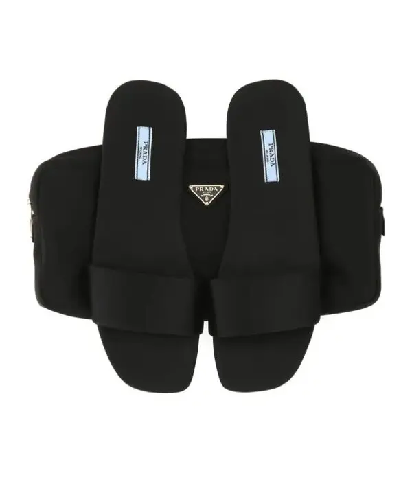 Prada Silk Satin Slipper Set With Travel Pouch