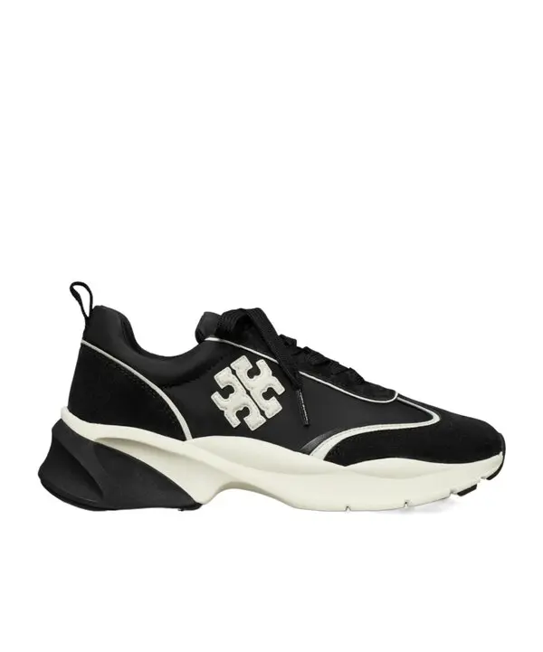 Tory Burch Good Luck Lace-up Trainers - Pure Black/ivory White