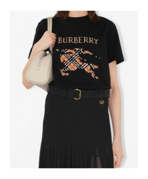 Burberry Embroidered Logo Check T-shirt - Black