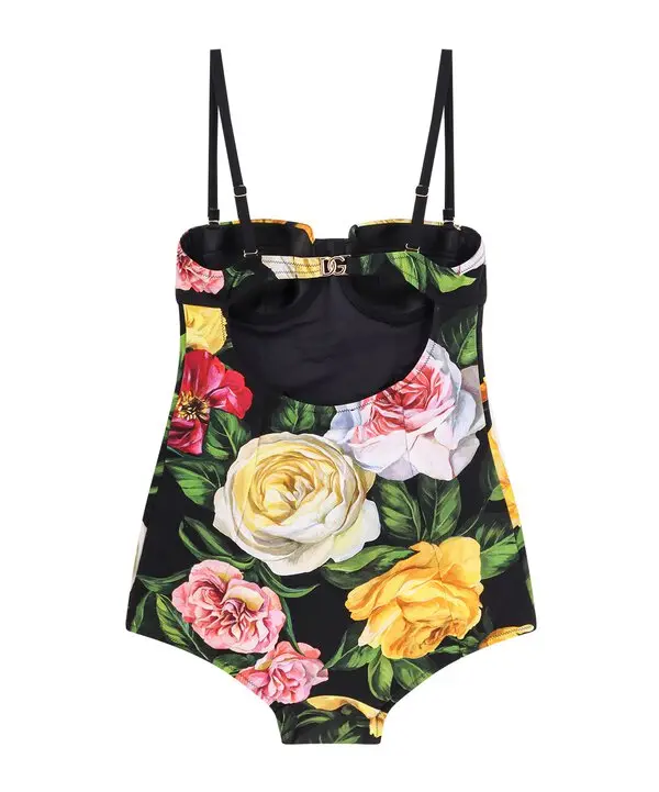 Dolce & Gabbana Floral Print One-piece Swimsuit - Black