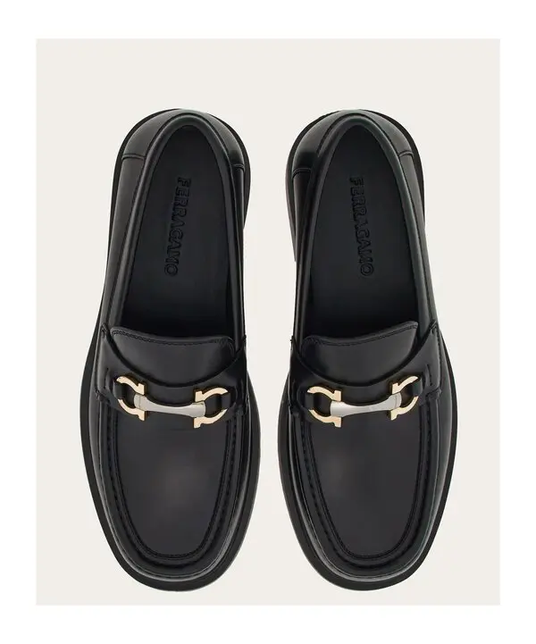 FERRAGAMO Gancini-plaque Slip-on Loafers - Black
