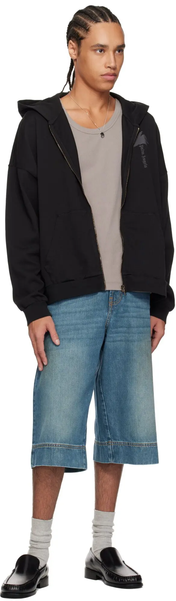 Palm Angels G-curved Denim Shorts