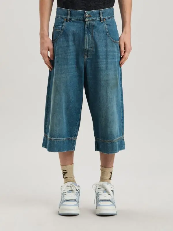 Palm Angels G-curved Denim Shorts