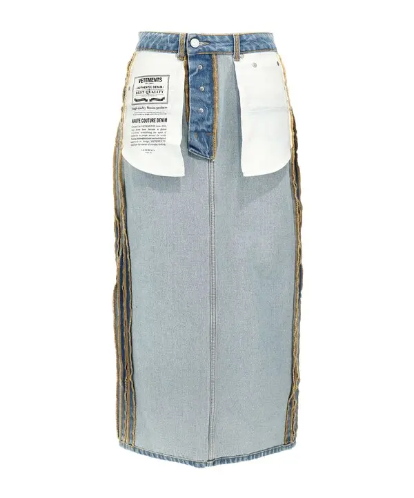 Vetements Inside-out Denim Midi Skirt