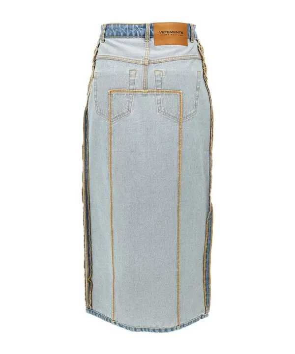 Vetements Inside-out Denim Midi Skirt