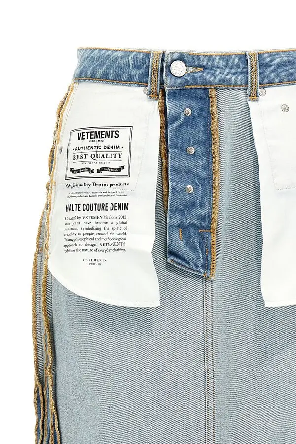 Vetements Inside-out Denim Midi Skirt