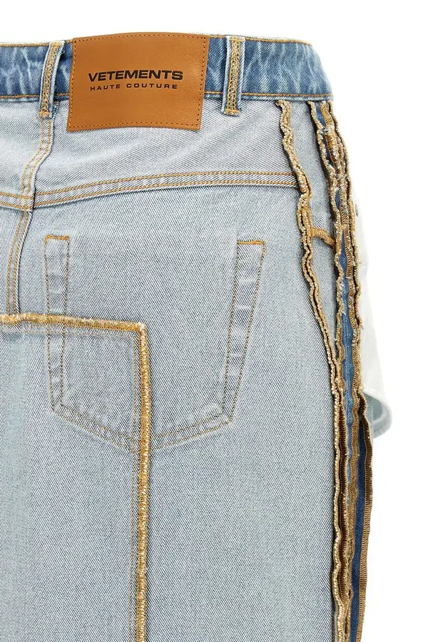 Vetements Inside-out Denim Midi Skirt