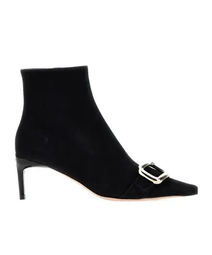ROGER VIVIER Buckled Pointed Toe Ankle Boots - Nero