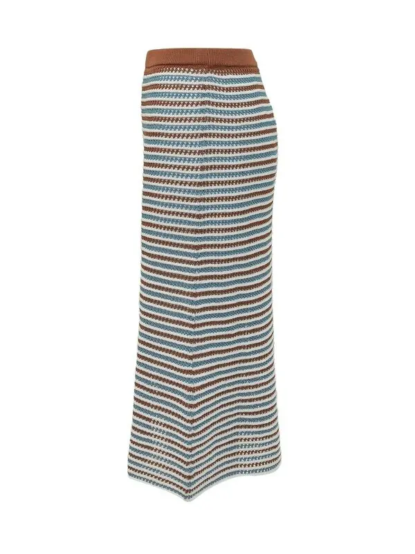 Marni Striped Knitted A-line Midi Skirt - White