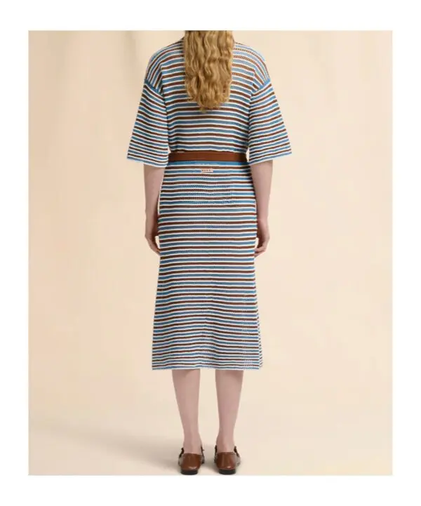 Marni Striped Knitted A-line Midi Skirt - White