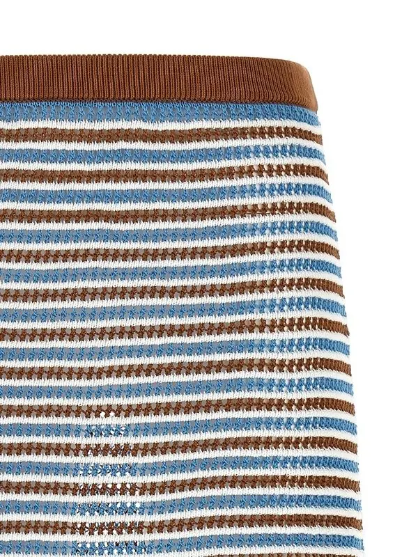 Marni Striped Knitted A-line Midi Skirt - White