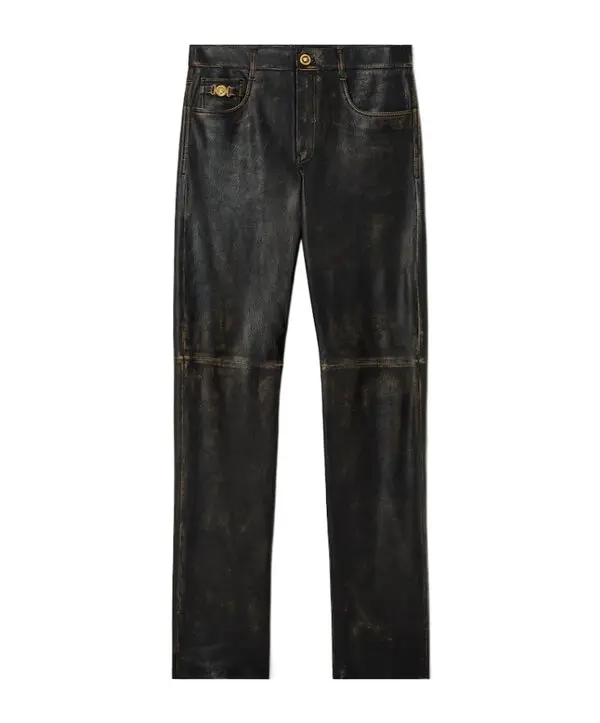 Versace Distressed Leather Trousers