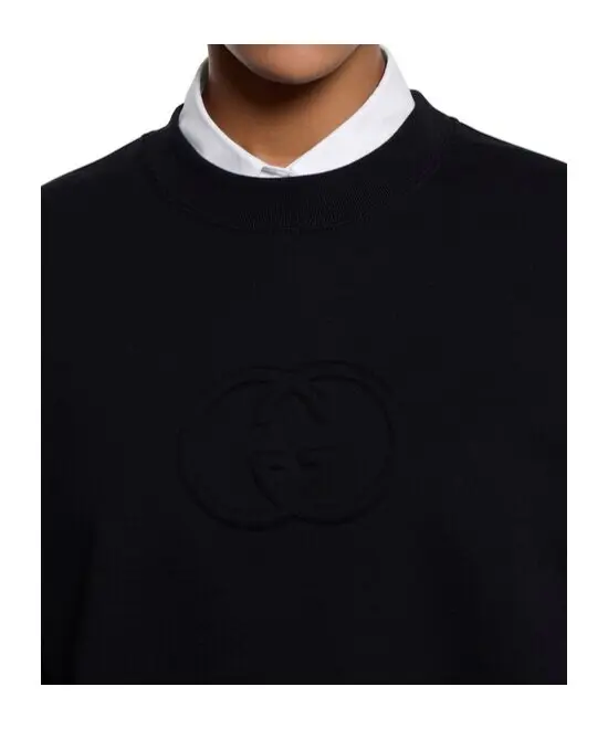 Gucci Brushed Jersey Sweatshirt With Embossed Interlocking G - Black