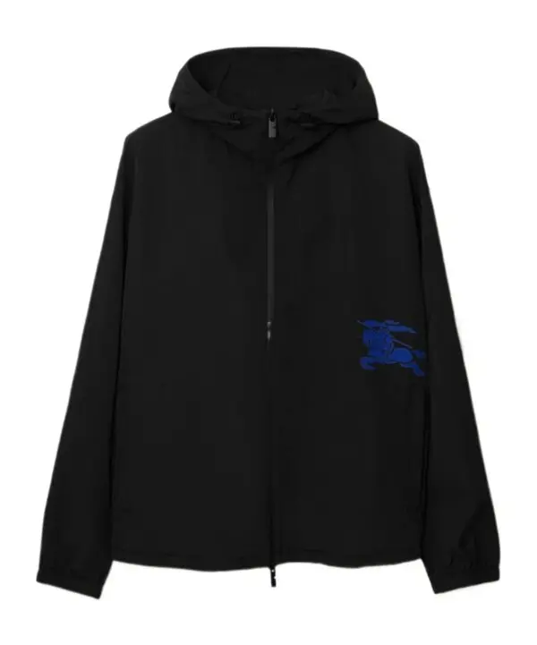 Burberry Equestrian Knight Motif Zipped Hooded Jacket - Black
