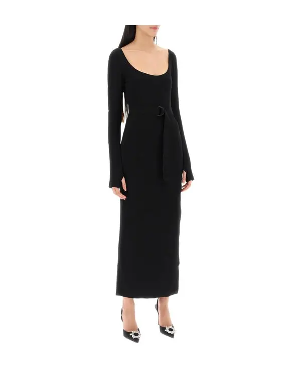 Norma Kamali Belted Long Sleeve Dress
