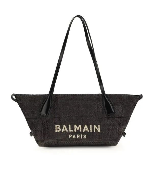Balmain Logo Embroidered Small Track Tote Bag - Black