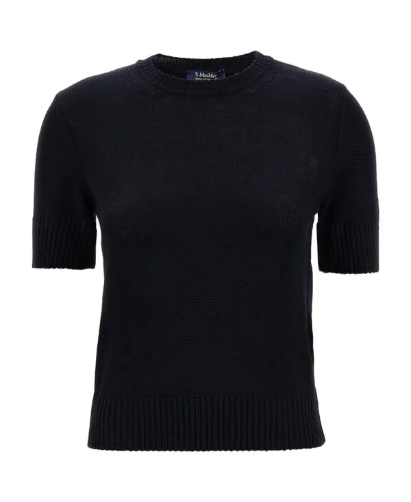 Max Mara Round Neck Short Sleeve Sweater - Blue