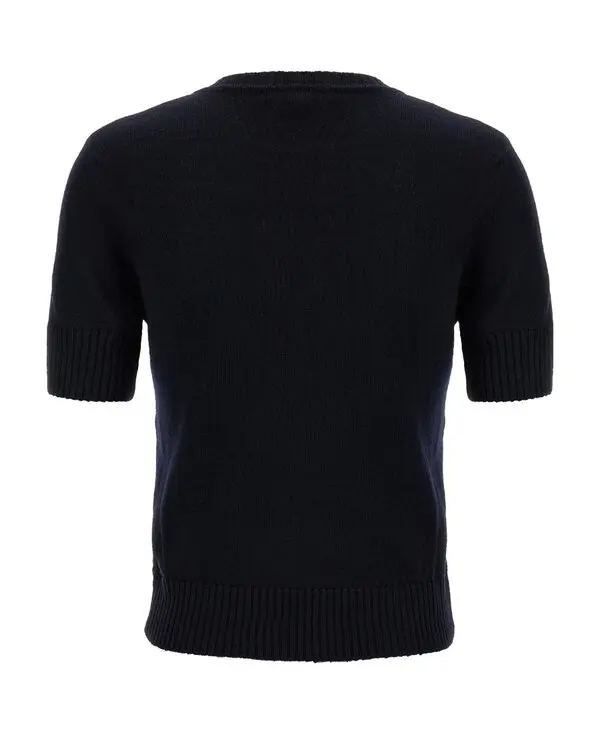 Max Mara Round Neck Short Sleeve Sweater - Blue