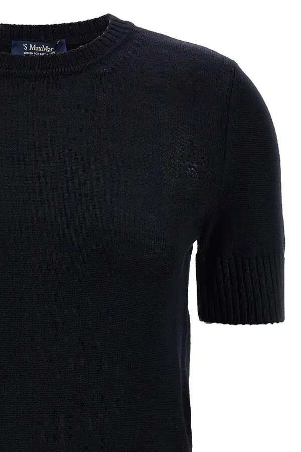 Max Mara Round Neck Short Sleeve Sweater - Blue