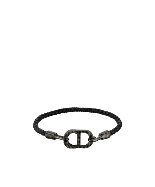 Dior Cd Icon Braided Leather Bracelet - Black