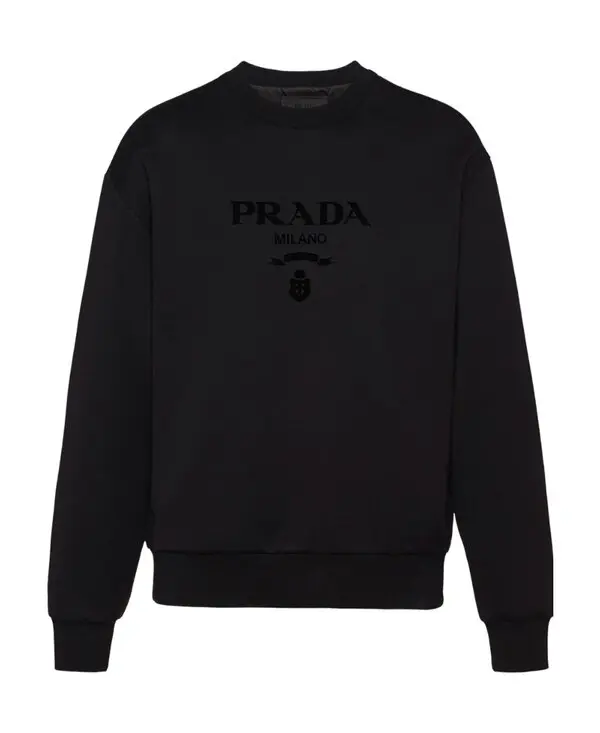 Prada Chenille-logo Sweatshirt - Black