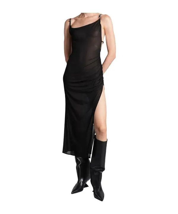 MUGLER Asymmetrical Buckled Strap Dress