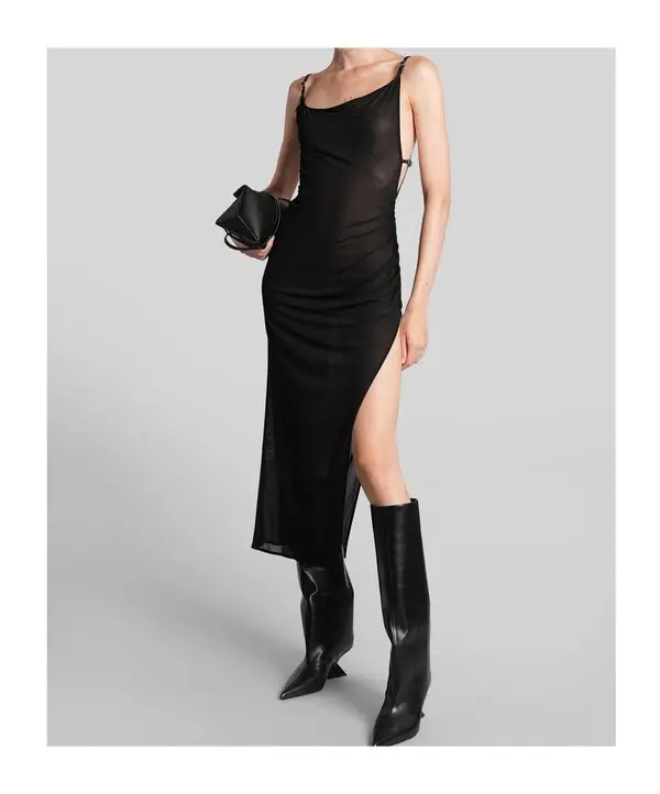 MUGLER Asymmetrical Buckled Strap Dress
