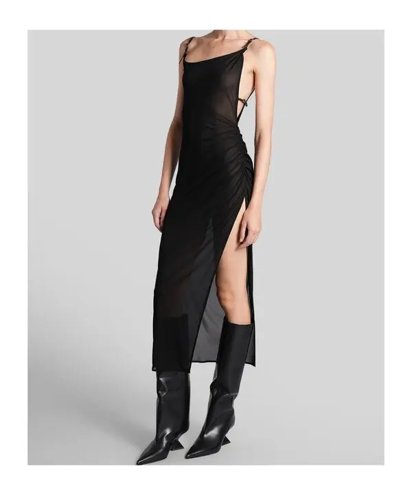 MUGLER Asymmetrical Buckled Strap Dress