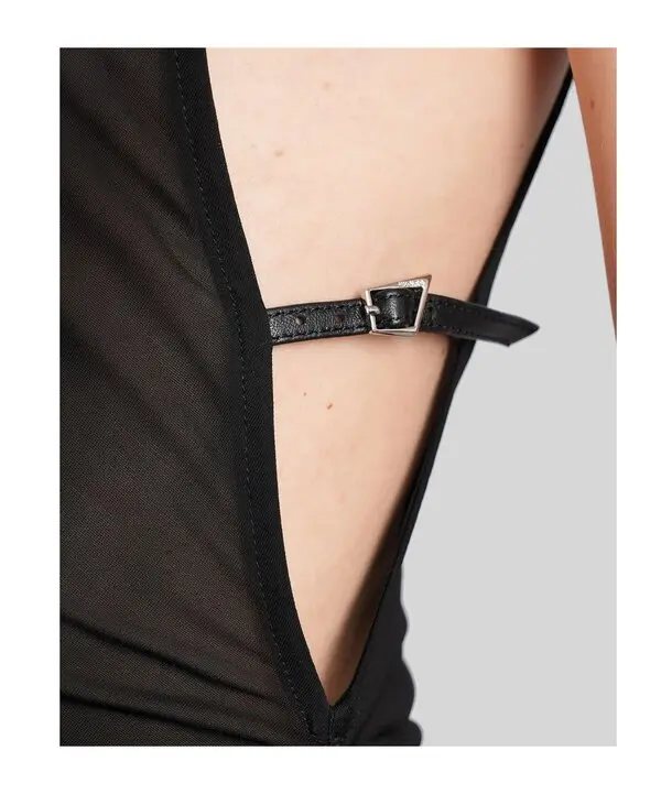MUGLER Asymmetrical Buckled Strap Dress