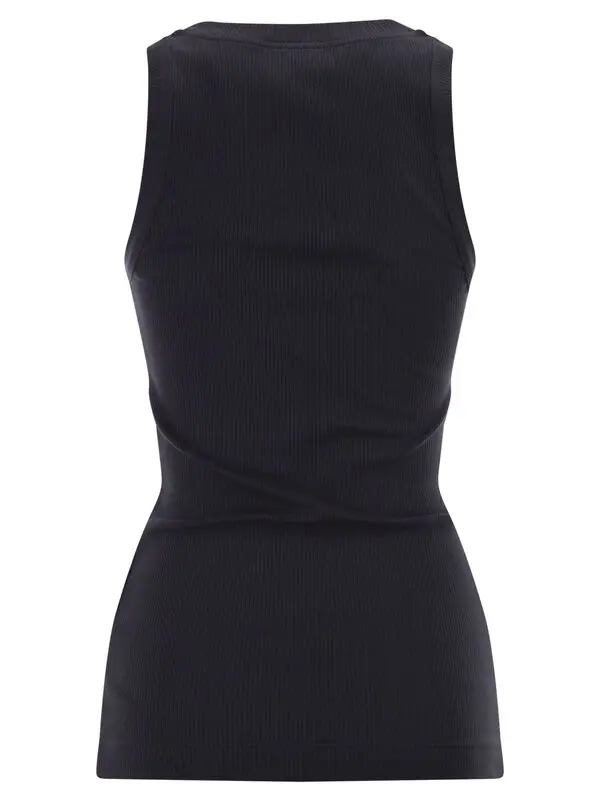 Brunello Cucinelli Ribbed Tank Top With Shiny Trim - Blue